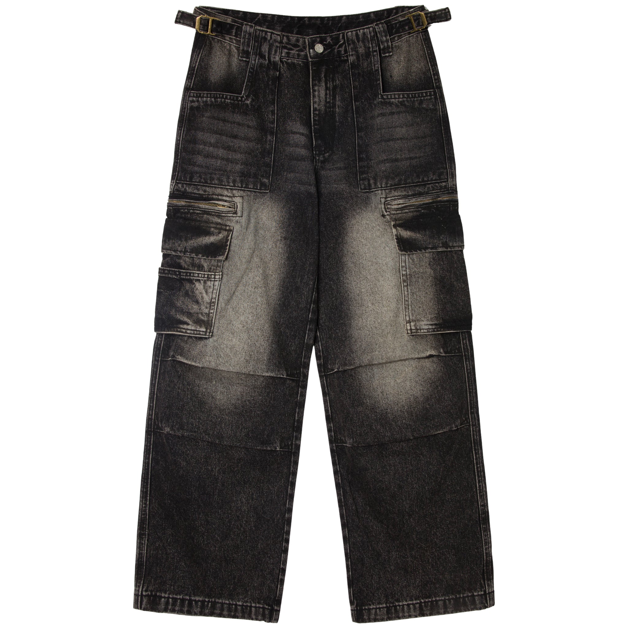 BELTED CARGO POCKET DENIM - BLACK WASH – PYTHIA